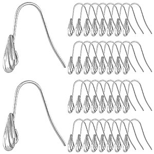 HIZNIC 50PCS Hypoallergenic Leverback Earring Hooks 18K Silver Ear Wires with Dangle Loops for Jewelry Findings Making Craft