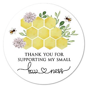 Bee Thank You for Supporting My Small Business Stickers, Boutiques Shop Wrapping Supplies 40-Pack