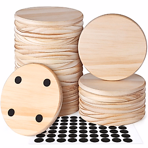 24 Pack Unfinished Wood Coasters, GOH DODD 4" Wood Slices for Nature Crafts & Wedding Decoration, Blank Coasters Wood Kit for DIY Architectural Models Drawing Painting Wood Engraving, Round