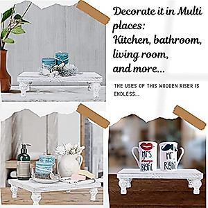 Farmhouse Wooden Riser Decorative Tray - Rustic Pedestal Stand/Tray Wood Riser for Coffee Bar Table Decor, Wooden Display Riser for Farmhouse Accent Centerpiece in Kitchen/Bathroom/Dining/Living Room