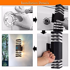 FAISHILAN 2 Pack Dusk to Dawn Exterior Wall Light Fixture,3-Layer 14W 1200LM Warm White 3000K IP65 Waterproof Aluminum Morden Outdoor Lights for House Porch Hallway Patio Garage