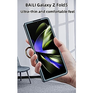BAILI Case for Samsung Galaxy Z Fold 5,Galaxy Z Fold 5 Case with Ring and 360° All-Round Protection Slim Hard PC,Military Grade Drop Protective Cover for Samsung Galaxy Z Fold5-Black