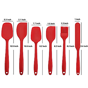 Food Grade Silicone Spatula Set of 6, High Temperature Resistant Seamless One Piece Design, Kitchen Utensils Nonstick for for Cooking, Baking and Mixing