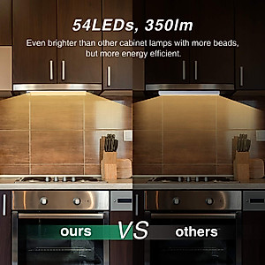 Motion Sensor Cabinet Light 2500mAh 2 Packs Rechargeable 54LED Under Counter Closet Lighting, Wireless Night Light for Cabinet, Drawer, Wardrobe, Kitchen, Hallway