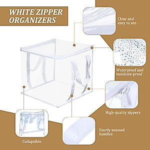 8 Pcs Clear Zippered Organizers 12''x12''x12'' Moving Bags with Reinforced Handles Heavy Duty Storage Cube Tote Storage Blanket Bags Bins for Clothes Moving Supplies Linens Shoes Closet Organizer