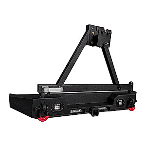 LUYWTE For 1997-2006 Wrangler TJ New Black Texture Steel Rear Bumper With Spare Tire Carrier&Lights&D-Rings