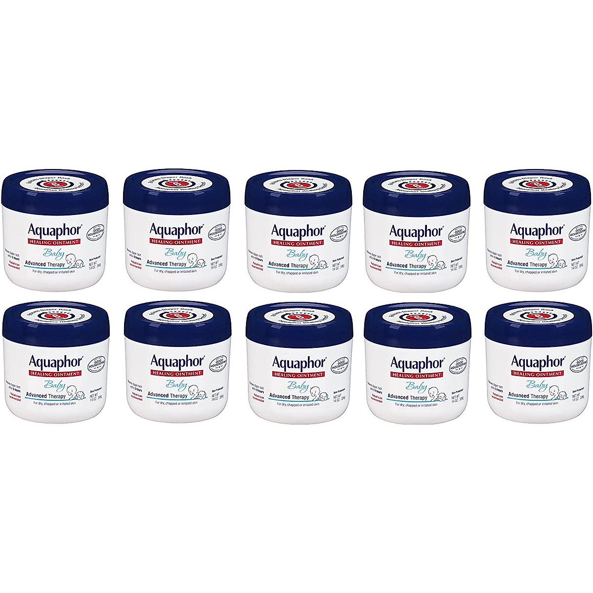 Aquaphor Baby Advanced Therapy Healing Ointment blbkmb Skin Protectant, 14 Ounce, 10 Pack
