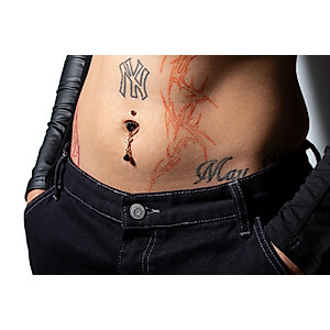 Pierced Owl CZ Crystal Leaves and Vine Rose Flower Dangle Belly Button Navel Ring (Purple)