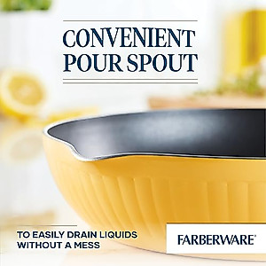Farberware Style Nonstick Cookware Frying Pan/Skillet with Pour Spouts, Dishwasher Safe, 10 Inch - Yellow