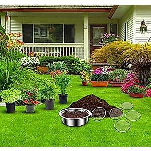 Garden Sieve Sifting Soil Sifter - 9.5in Composts Sifter,Garden Sifter Pans Sifting Pan Contain 5 Models Soil Sieve Hole Dirt Strainer,Rock Sifter Dirt Sifter for Sifting Screen,Peat Moss and More.
