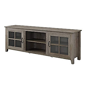Walker Edison Portsmouth Classic 2 Glass Door TV Stand for TVs up to 80 Inches, 70 Inch, Grey Wash