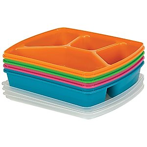 Fox Valley Traders Four Section Microwave Trays with Lid, Set of 4
