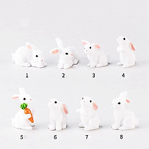 Rabbit Ornaments, Cute Animal Figurine, DIY Hare Miniature, Resin Craft, Fairy Garden Bunny Bonsai Easter Decoration, Animals Model(7)