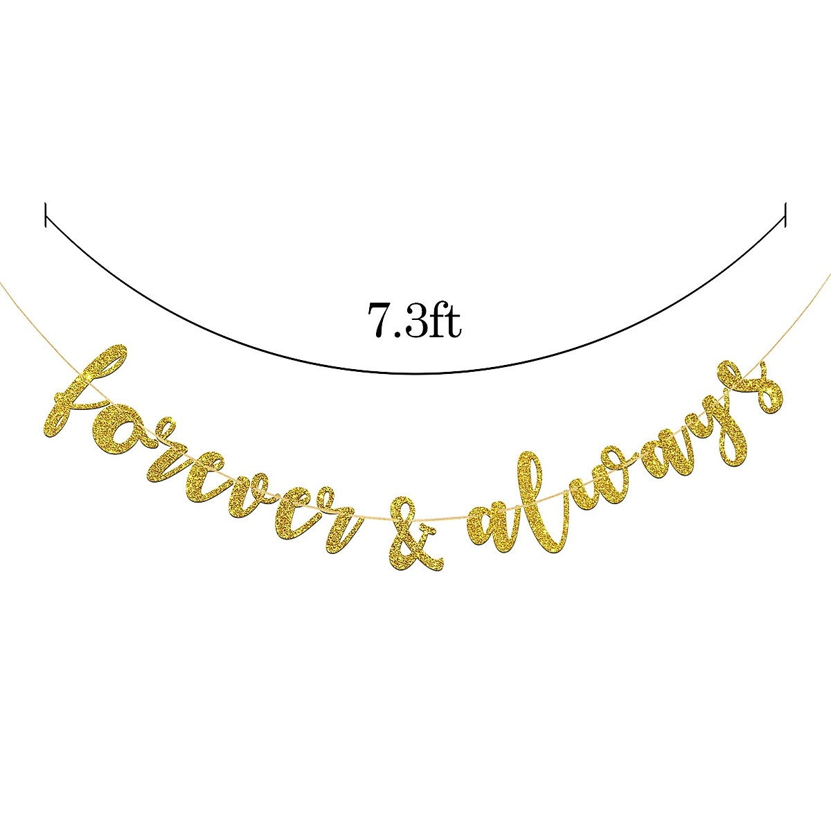 Forever & Always Banner for Bridal Shower,Engaged,Wedding Anniversary Party Decorations(Gold Glitter)