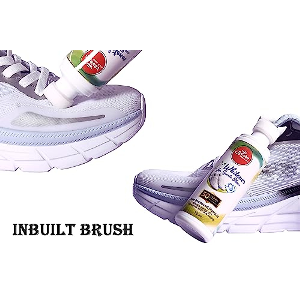 ZIG ZAG Instant Shoe Whitner for Sport Shoes,Sneakers and more Includes Sponge Applicator Easy-to-use Lid Brush Whitener Pack of 3