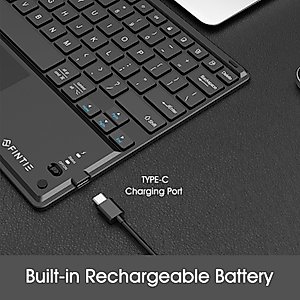 Fintie Ultrathin 4mm Wireless Bluetooth Keyboard with Built-in Multi-Touch Touchpad for iPad, iPhone, Samsung Galaxy, Nexus, Microsoft Surface, HP and Other Bluetooth Devices [Retail Packaging]