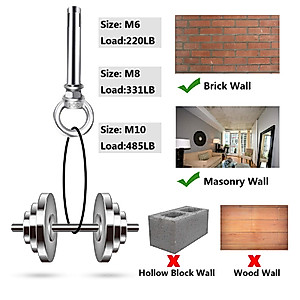 Shoulder Eye Bolts, Heavy Duty Eyebolts Stainless Steel Wall Concrete Anchors Screw Expansion Bolts with Nuts Eye Hooks Fastener for Ceiling Concrete Masonry