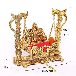 Beautiful Metal Swing Laddu Gopal Jhula for Home Decor Showpiece Gift 6inch Approx.
