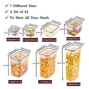 Ogrmar 42 PCS Airtight Food Storage Containers Set with Lids, Plastic Kitchen and Pantry Organization, BPA Free Storage Containers, Leak-proof Canisters for Food, Labels & Measuring Spoons & Marker