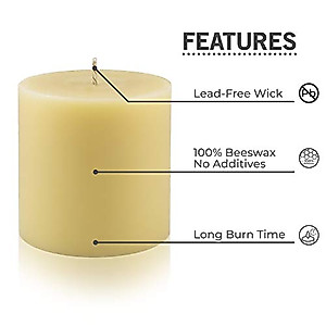 Beeswax Candles 100% Pure Handmade Natural for Gift Home Décor | Non-Toxic Air Purifying Biodegradable | Slow Burning All Natural 3x3