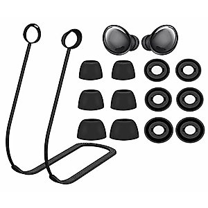 Strap Ear Tips Kit for Galaxy Buds Pro SM-R190, Anti-Lost Soft Silicone Lanyard Neck Rope Cord Leash Replacement Gel Eartips Skin Accessories Compatible with Samsung Galaxy Buds Pro - Black