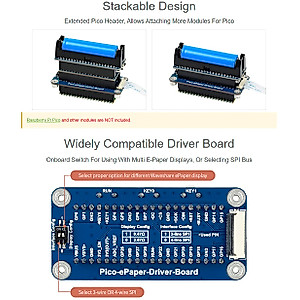 2.13inch Flexible E-Paper Module for Raspberry Pi Pico, 212×104 Pixels Black/White E-Ink Display SPI Interface Support Partial Refresh Low Power, Wide Viewing Angle