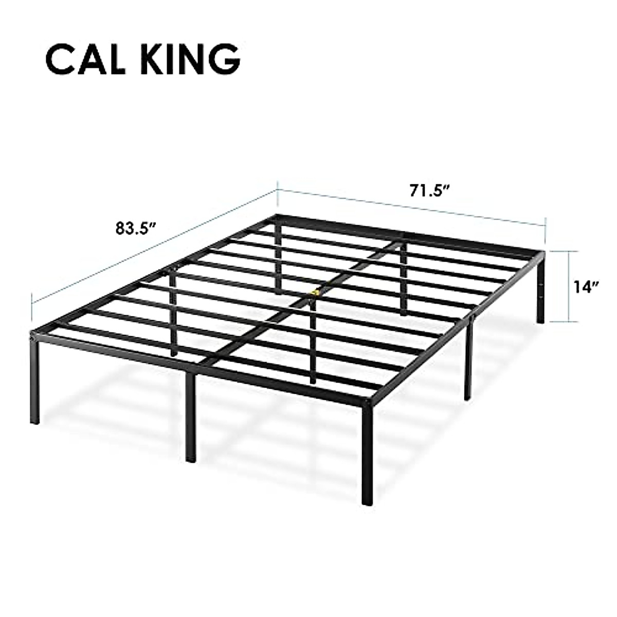 Best Price -Mattress 14 Inch Metal Platform Bed, Heavy Duty Steel Slats, No Box Spring Needed, Easy Assembly, Black, California King