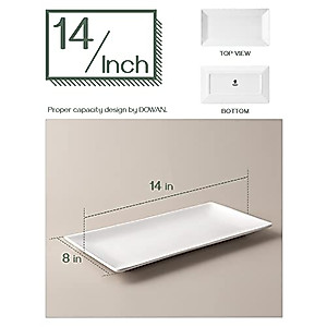 DOWAN 14" Serving Platter Set of 3 - White Rectangle Plates and Serving Trays for Entertaining - Large Serving Dishes for Party, Wedding, Birthday, Appetizers, Pasta, Turkey - Dishwasher & Oven Safe