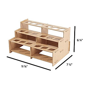Mezzo Artist Paint and Brush Rack - Wood Grain Laminate Multi Layer Desk Stand Professional Storage Display Organizer for Paintbrushes and Paint Tubes - Mezzo Artist Paint and Brush Full Rack