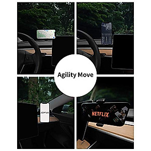 Jowua Invisible Foldaway car Mount for Tesla Model 3 / Model Y, 360° Free Rotation, Silicone Roller Design, Compatible with Phone 13 Pro Max and Other 4.7-6.5'' Smartphones, Model X / S Dashboard