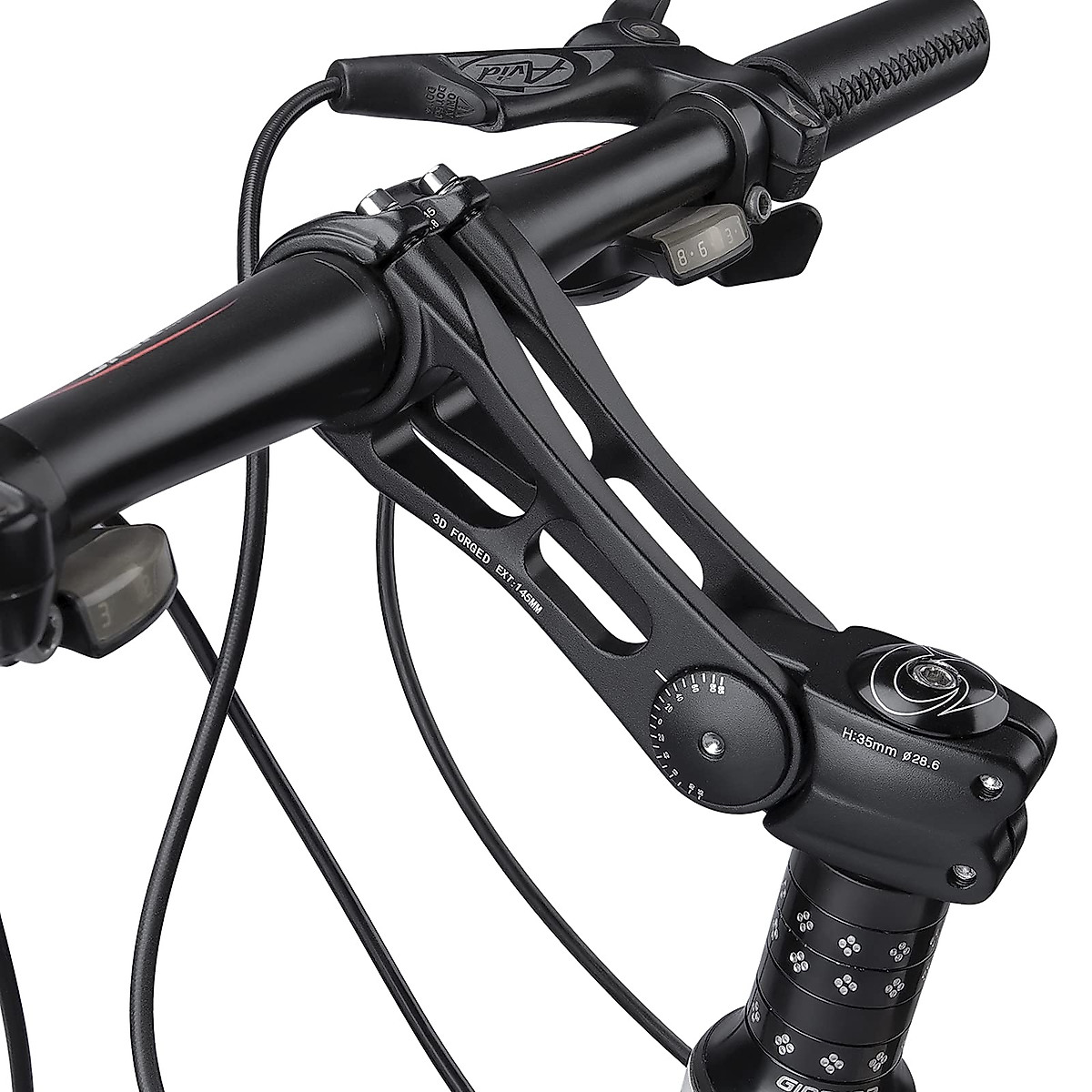 CXWXC Adjustable MTB Stem 31.8mm 85 Degree - 90/110/145mm Bike Stem Riser for Handlebar - Aluminum Alloy Mountain Bike Handlebar Riser Extender for MTB Road City Bike Bicycle (31.8 x 145mm)