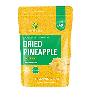Dried Pineapple Chunks, 1 Pound. Dehydrated Pineapple Chunk, Dehydrated Pineapple Bulk, Dried Pineapple Bits. All Natural, Non-GMO, Lightly Sweetened Dried Pineapples, 16 oz.