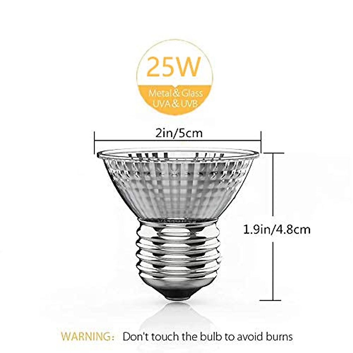 ECOSI 25W UVB Bulb UVA Light Halogen Basking Bulb Reptilian Lamp Lizard Lamp E27 UV Heating Lamp Spot Lamp Full Spectrum Sun Lamp Sunbathe Heat Bulb/Lamp/Light for Turtle Reptile Lizard Habitat-6 Pcs