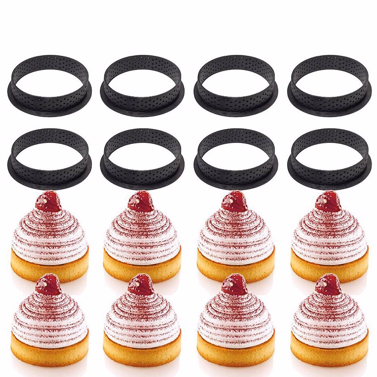 Hasde Cake Mold Perforated Cutter Round-Shape Mousse Circle Ring Tart Decorating 8PCS