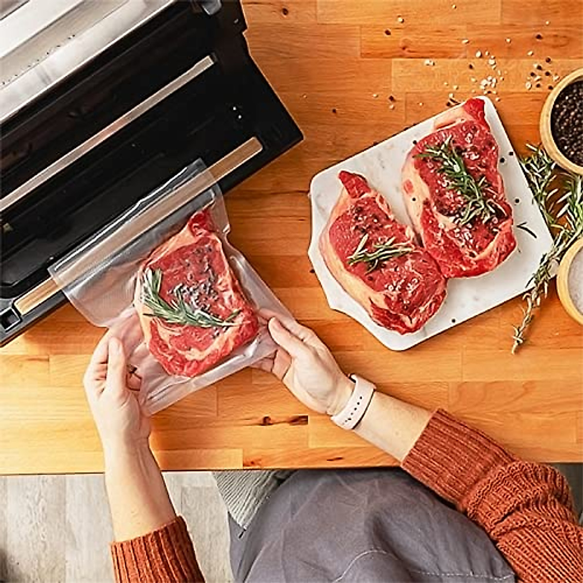 Vacuum Sealer Bags Roll 2 Pcs 11" x 150' Rolls (Total 300 feet) Vac Seal Bags for Food Saver Storage, Meal Saver Freezer Vacuum Sealer Bags, Sous Vide Bags Vacuum Sealer, Non-BPA Vacuum Sealer Bags