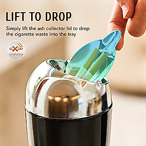 CO-Z Adjustable Ashtray, Smokeless Odorless Indoor Outdoor Floor Standing Ash Tray with Lid for Home Patio Cigarettes Ash Butt Disposal, Windproof Balcony Ashtray in 20", 27.5", 35" Heights, Black