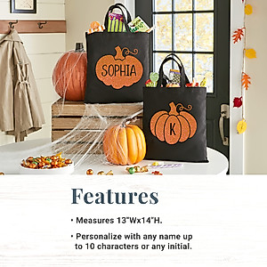 Let's Make Memories Personalized Sparkly Pumpkin Halloween Treat Bag - Trick-or-Treat Tote - Customize with Name