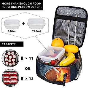 Yilad Ice Fire Football Reusable Lunch Box Insulated LunchBox Cooler Lunch Bag