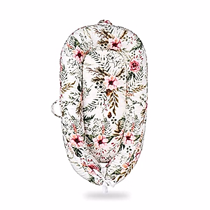 Baby Lounger Cover, Newborn Lounger Cover for Boys Girls, 100% Cotton Breathable Sleeping Bed Cover for Newborn (Flower)