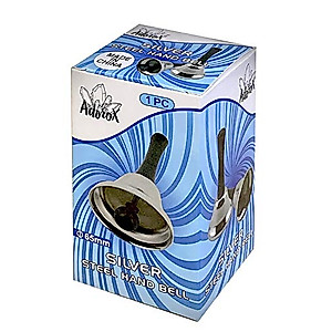 Adorox Silver Steel Hand Bell for Wedding Events Decoration, Call Bell, Alarm, Jingles (2)