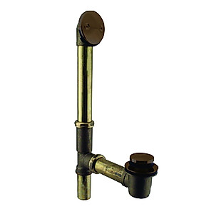 Westbrass D325-20G-12 14" 20 Gauge Brass Bath Waste & Overflow Assembly with Tip-Toe Drain Plug and 2-Hole Faceplate, Oil Rubbed Bronze