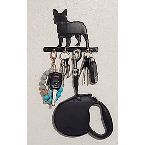 Medallurgy French Bulldog Dog Leash or Key Rack Holder Hanger Hooks Organizer