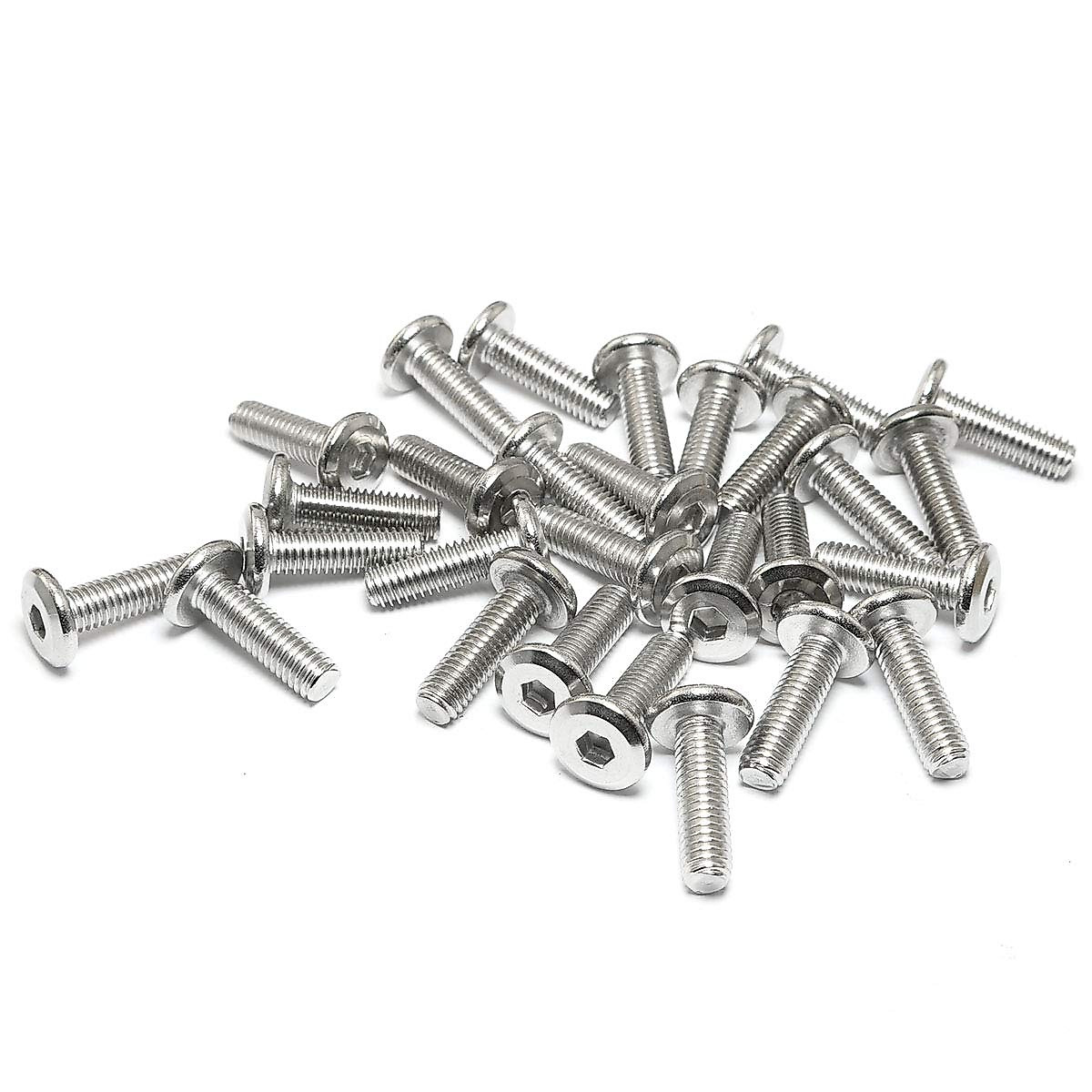 Pro Bamboo Kitchen 24pcs 304 Stainless Steel Hexagon Socket Head Screw, M6x20mm Inverted Flat Head Bolt, Oblique Round Head Hexagon Screw, Furniture Screw Countersunk Connector Fastener