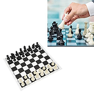SPYMINNPOO Chess Set,32 Plastic Medieval Chess Pieces Foldable Roll-Up Chess Board International Chess Game Portable Travel Chess Board Game Sets Leisure Sports