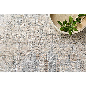 Loloi Pandora Collection Distressed Persian Vintage Area Rug, 2'0" x 3'4", Ivory/Mist