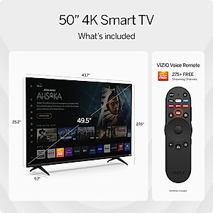 VIZIO 50" 4K Resolution HDR Smart TV, Dolby Vision HDR/HDR10+, WiFi 6 - (Renewed)