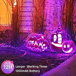 Solar String Lights Outdoor Waterproof 8 Modes 200 LED 72ft Solar Fairy Lights Outdoor for Patio Garden Fence Path Holiday Party Halloween St. Patrick's Day Christmas Decorations (Purple-2 Pack)