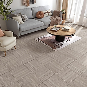 VaryStyle 12x12 Vinyl Flooring Peel and Stick Wood Look Floor Tile - 10 Pack Waterproof Self Adhesive Removable Sticky Tiles for Bathroom, Bedroom, Kitchen