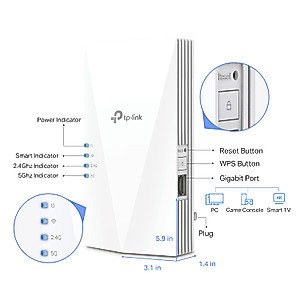TP-Link AX3000 WiFi 6 Range Extender Internet Booster(RE700X), Dual Band, AP Mode w/Gigabit Port, OFDMA, Beamforming, APP Setup, OneMesh Compatible (Renewed)