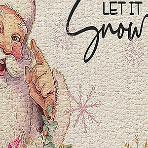 Christmas Santa Antifatigue Kitchen Bath Door Mat Cushioned Runner Rug,Washable Welcome Floor Sink Mat,Waterproof Non-Slip Comfort Standing Doormat,Blush Pink Gold Snowflakes Winter Red Flower 20"x39"